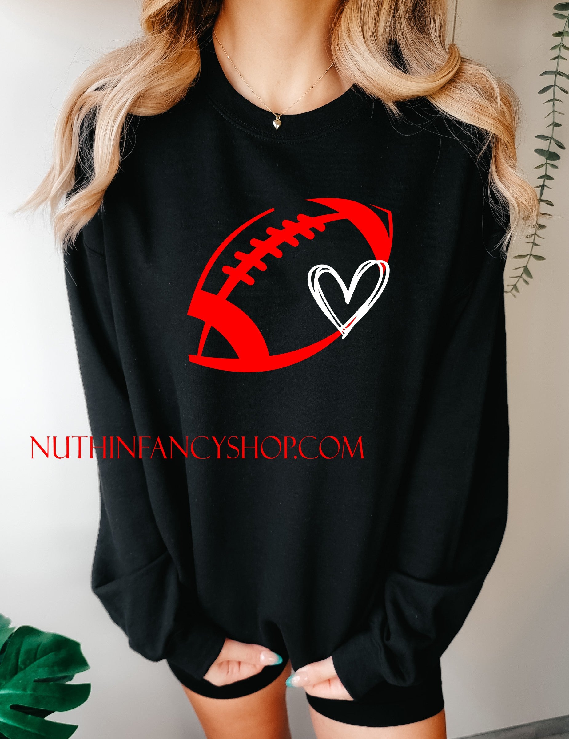 Red and Black Football Heart – Nuthin' Fancy