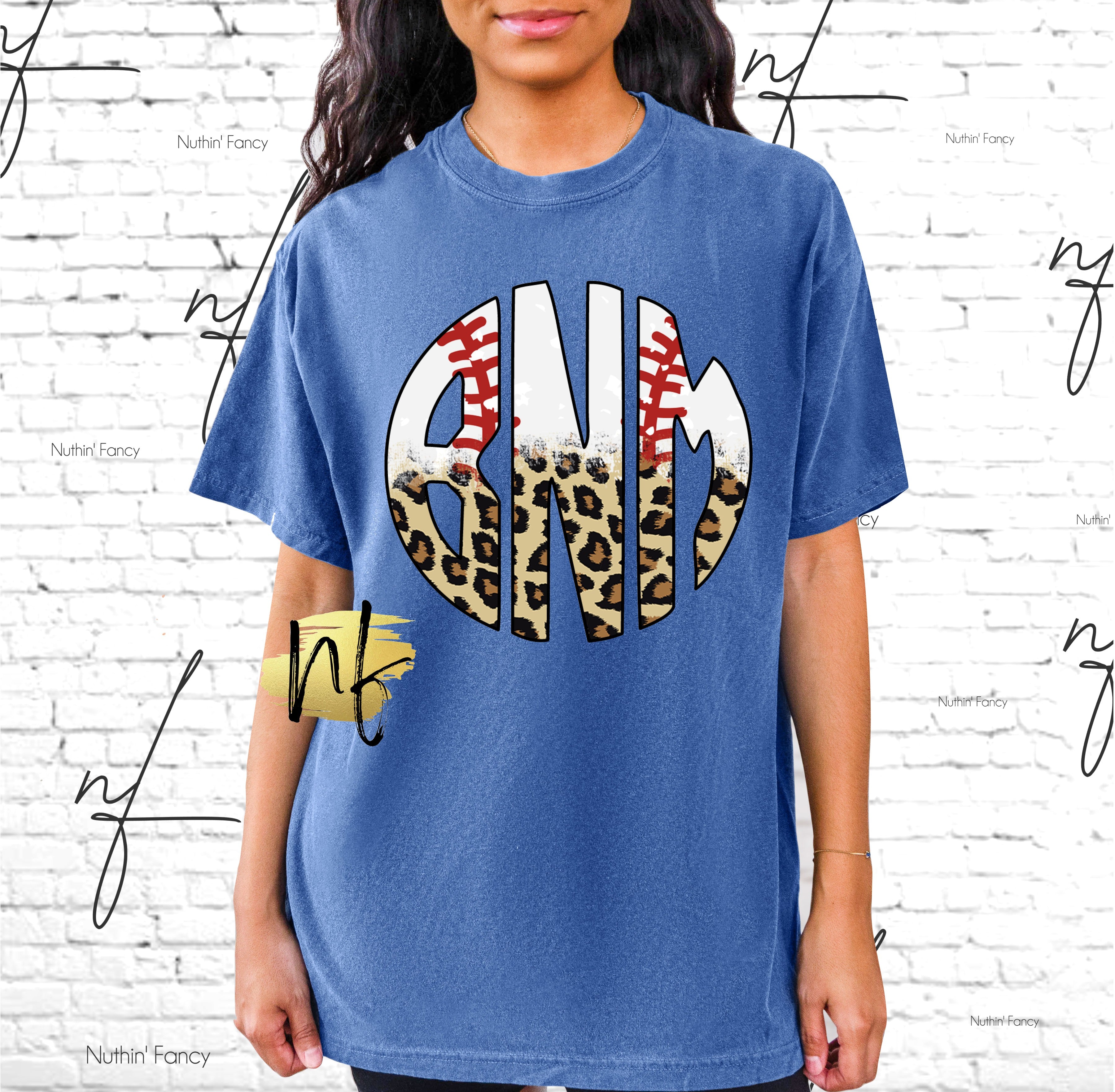 Baseball Monogram with Leopard – Nuthin' Fancy
